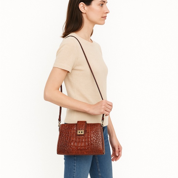 Brahmin | Bags | Brahmin Crossbody Handbag Pecan Melbourne Brown ...